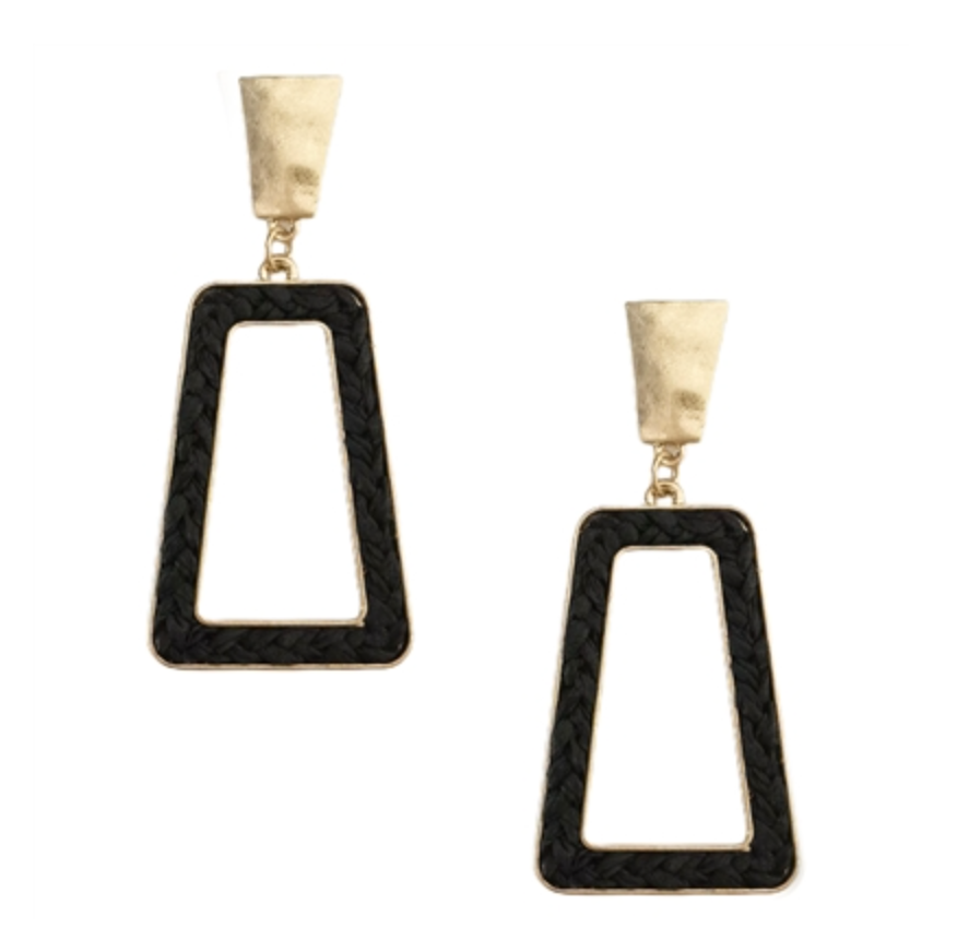 Braided Open Rectangle and Gold 2" Earring | Koket Boutique
